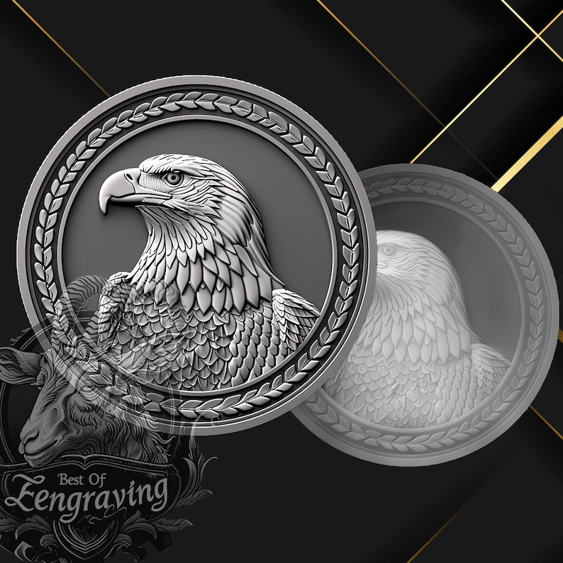 Coin Depth Map Heigh Map 3D Laser Engrave Xtool Glowforge Stl File PNG ...