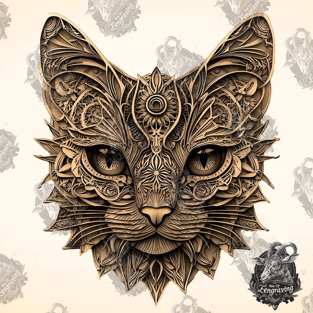3D Cat Illusion: Laser Cut Engraving PNG File (digital Download) Diode ...