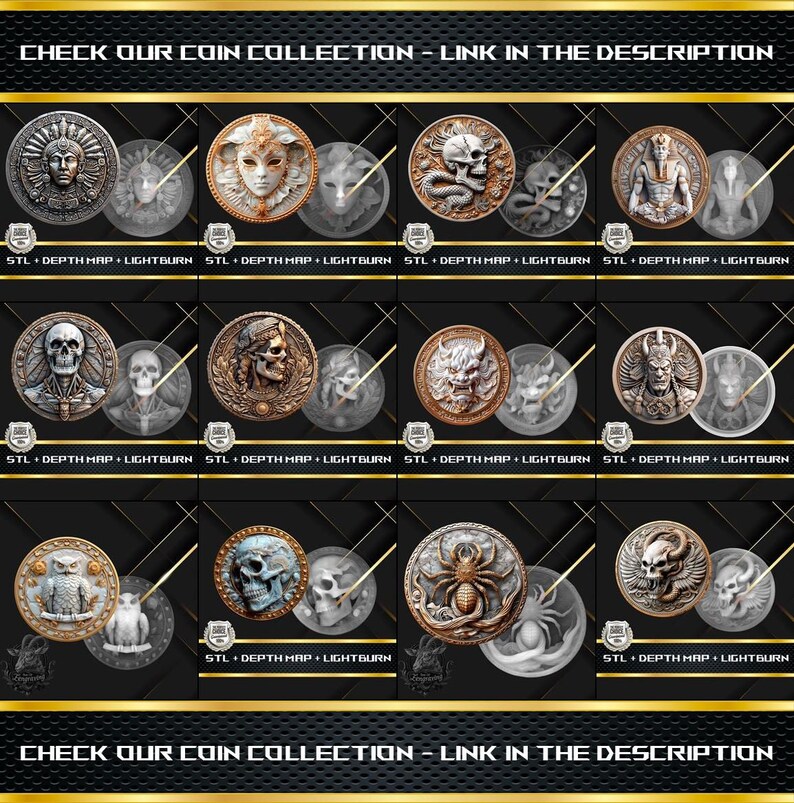 Mappa di profondità della moneta Warrior: file di incisione laser 3D ...