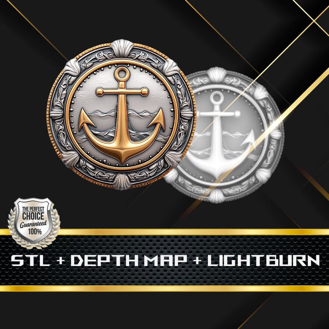 Anchor Coin Depth Map: 3D Embossing Laser Engrave STL and Heigth Map ...