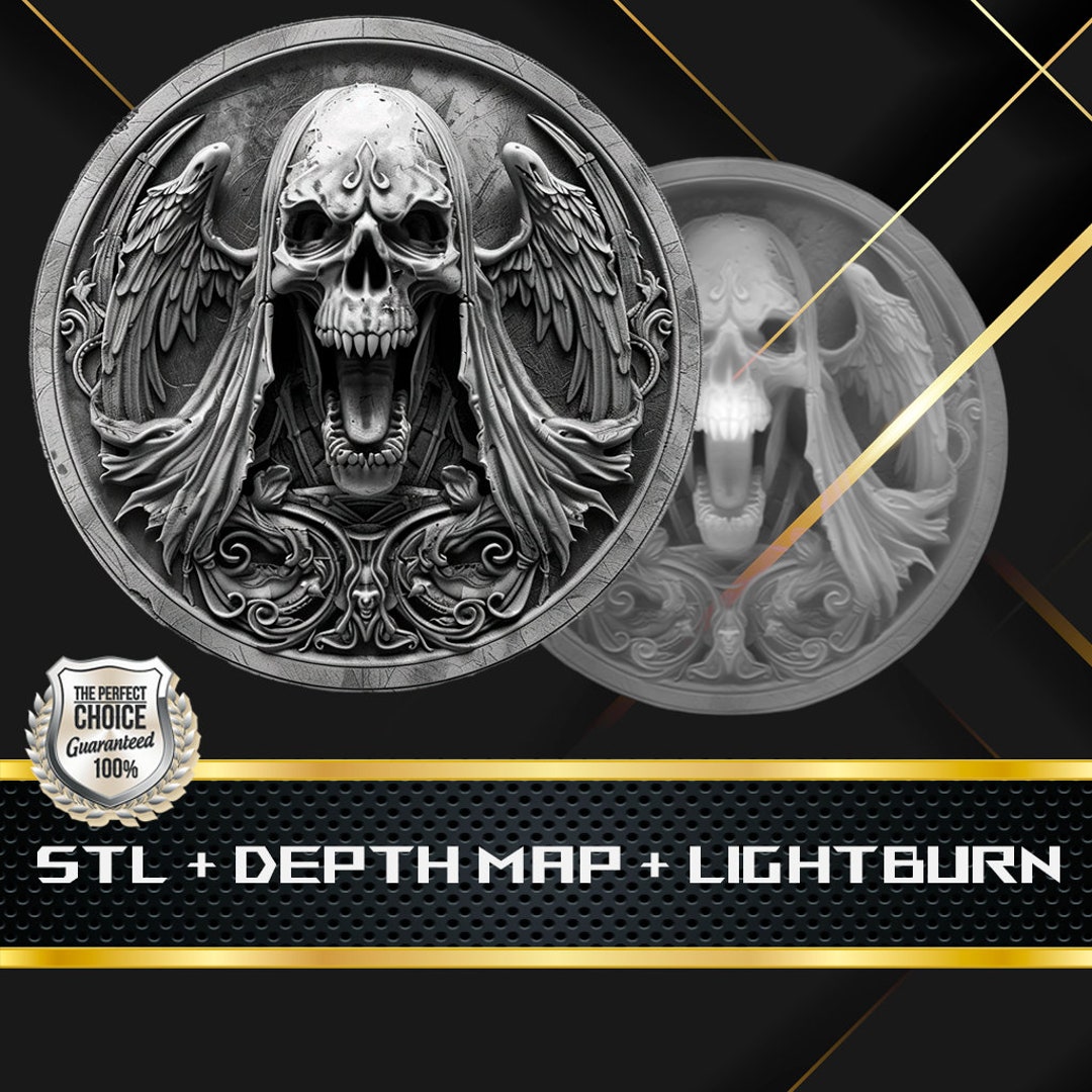 Scary Coin Depth Map: 3D Embossing Laser Engrave STL and Heigth Map ...