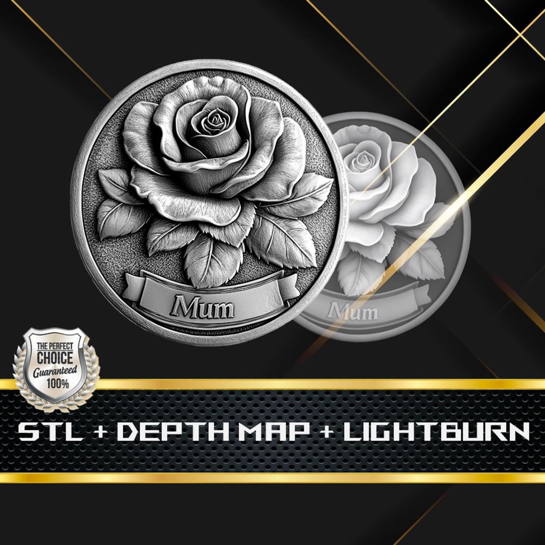 Rose Mother Coin Depth Map: 3D Embossing Laser Engrave STL and Heigth ...
