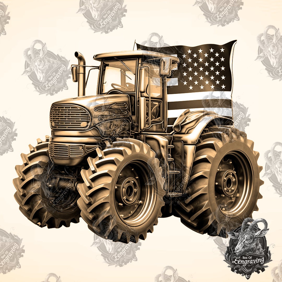 3D Tractor American Flag Illusion: Laser Engraving PNG (digital File ...