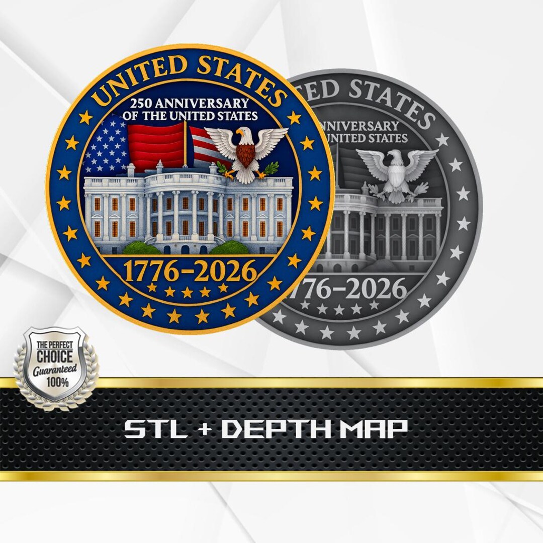 USA Anniversary Coin Depth Map | Height Map | 3D Laser Engrave ...