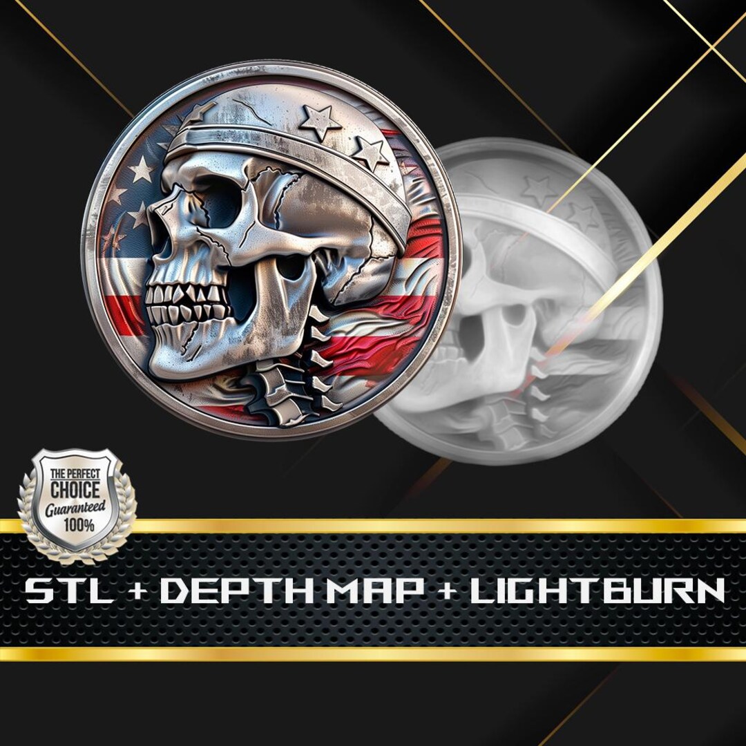 Coin Depth Map | Heigh Map | 3D Laser Engrave | Xtool | Stl File | PNG ...