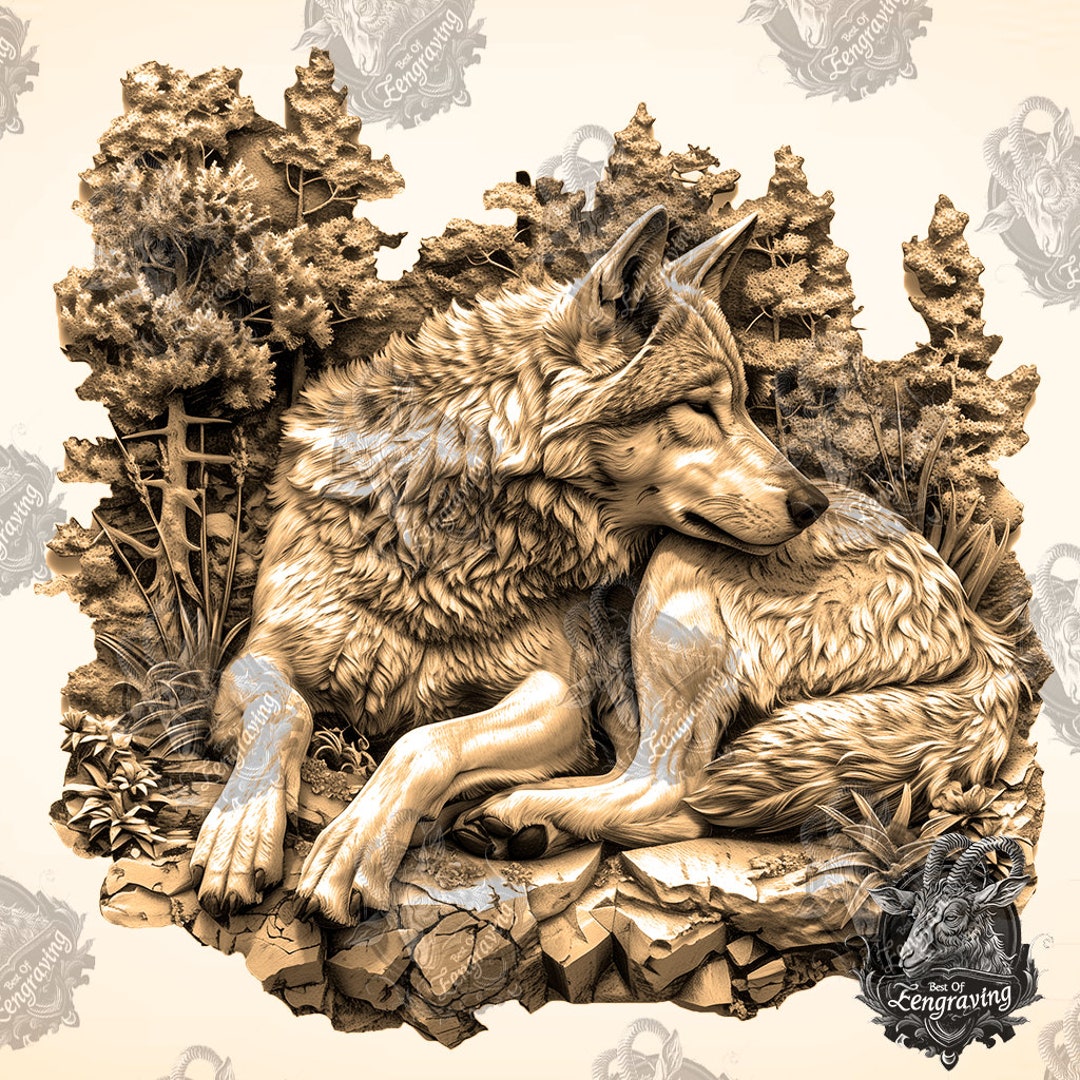 3D Wolf Sleeping Illusion: Laser Engraving PNG File (digital Download ...