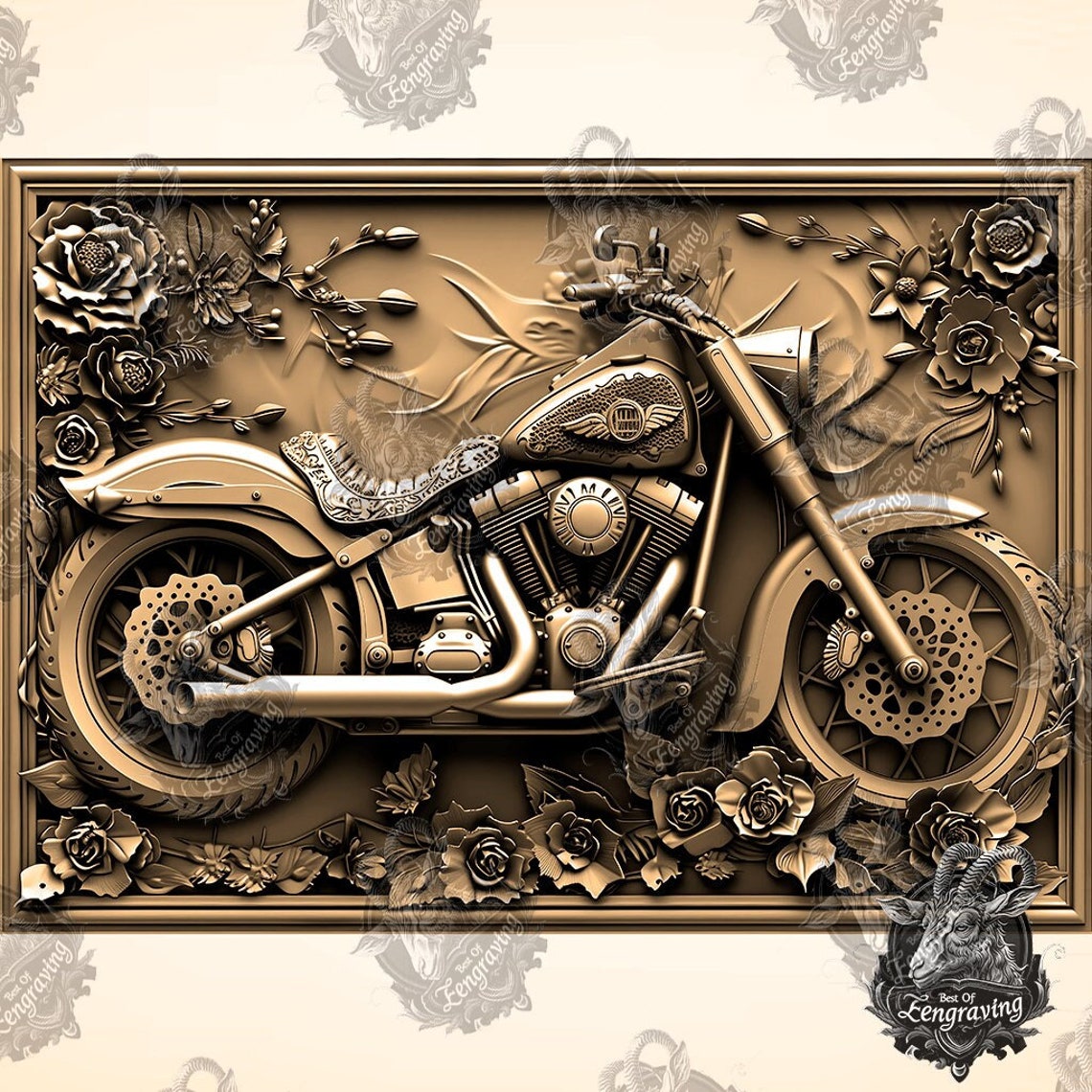 3D Chopper Bike Illusion: Laser Engraving PNG File (digital Download ...