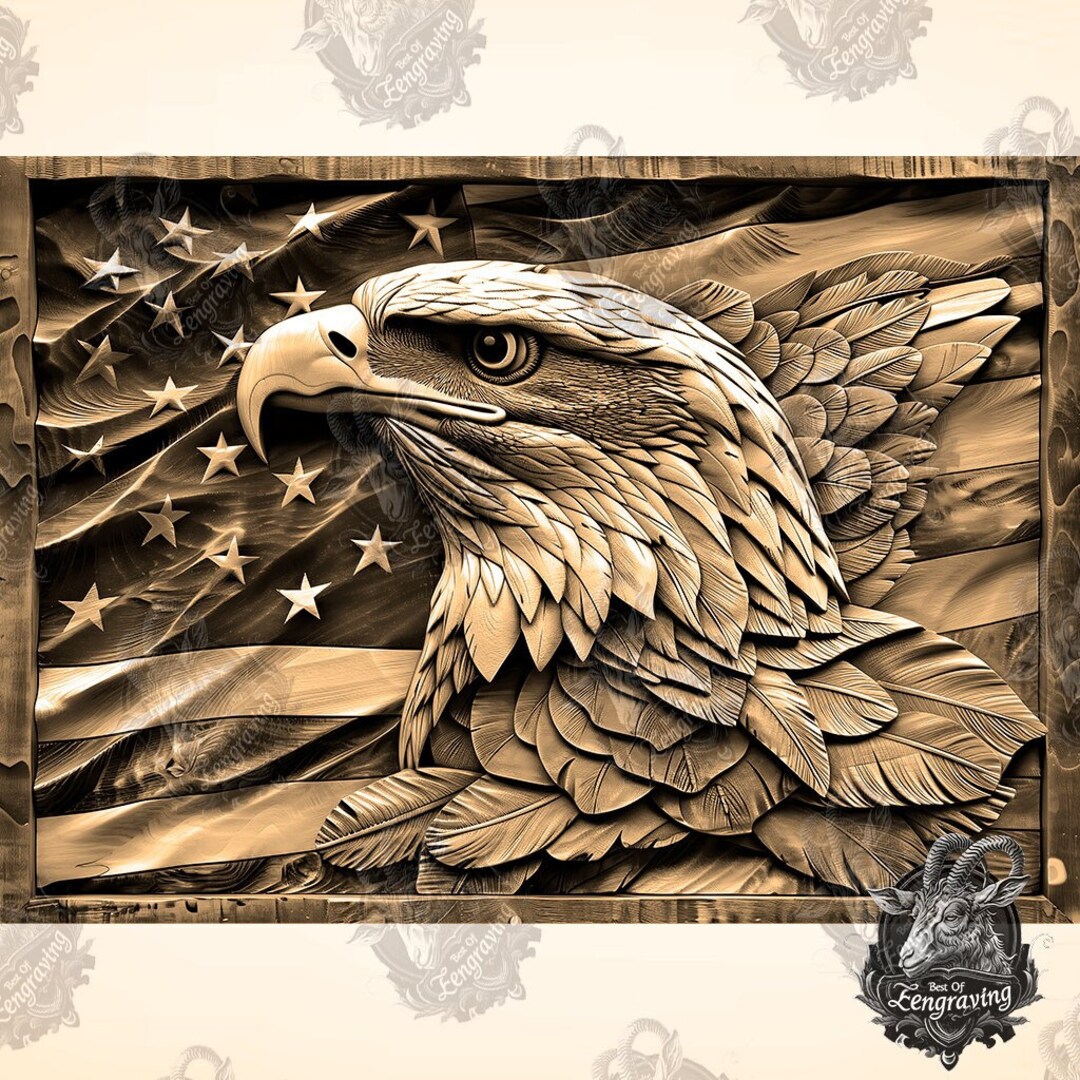 3D Eagle USA Flag Laser Engraving File (PNG Digital Download) Diode ...