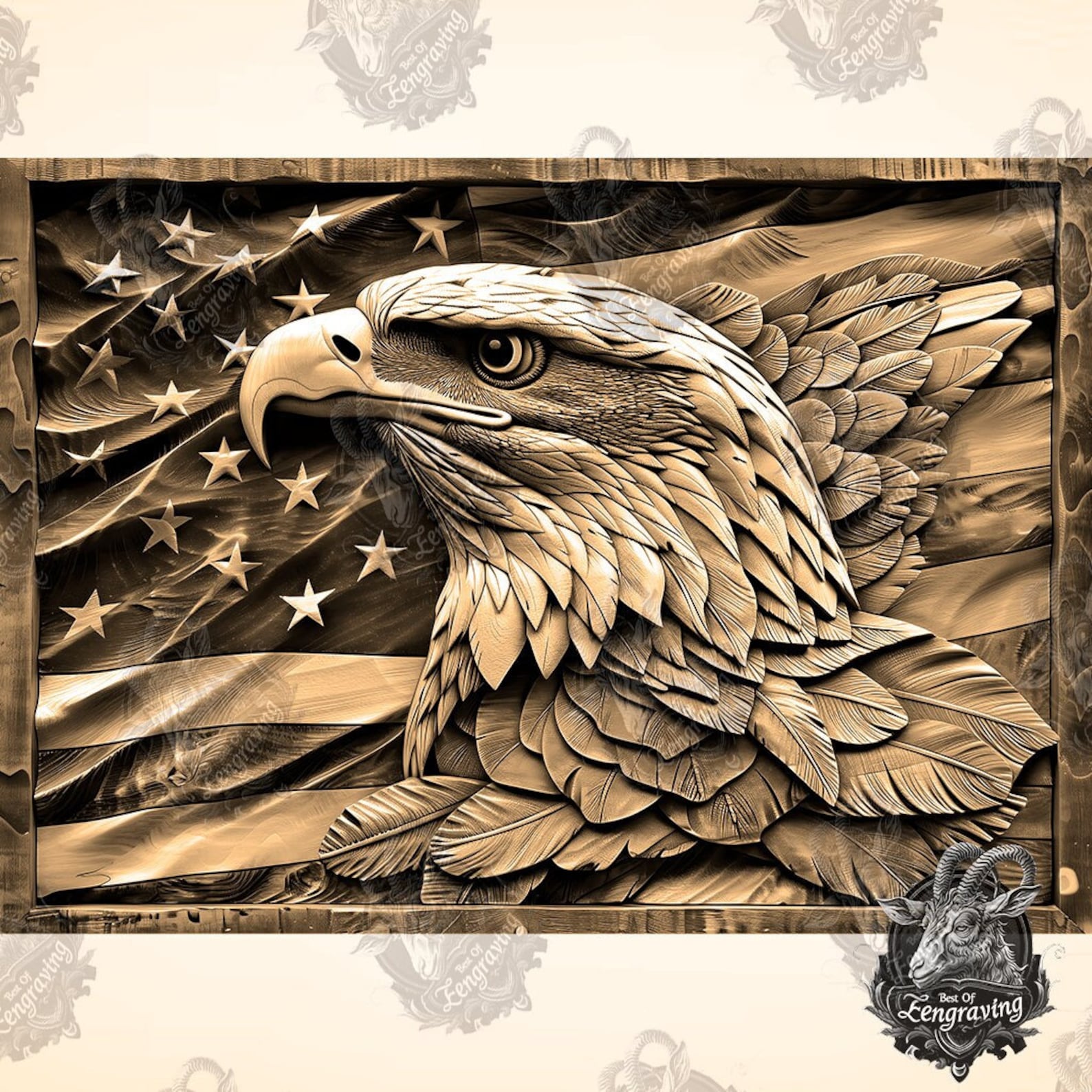 3D Eagle USA Flag Laser Engraving File (PNG Digital Download) Diode ...