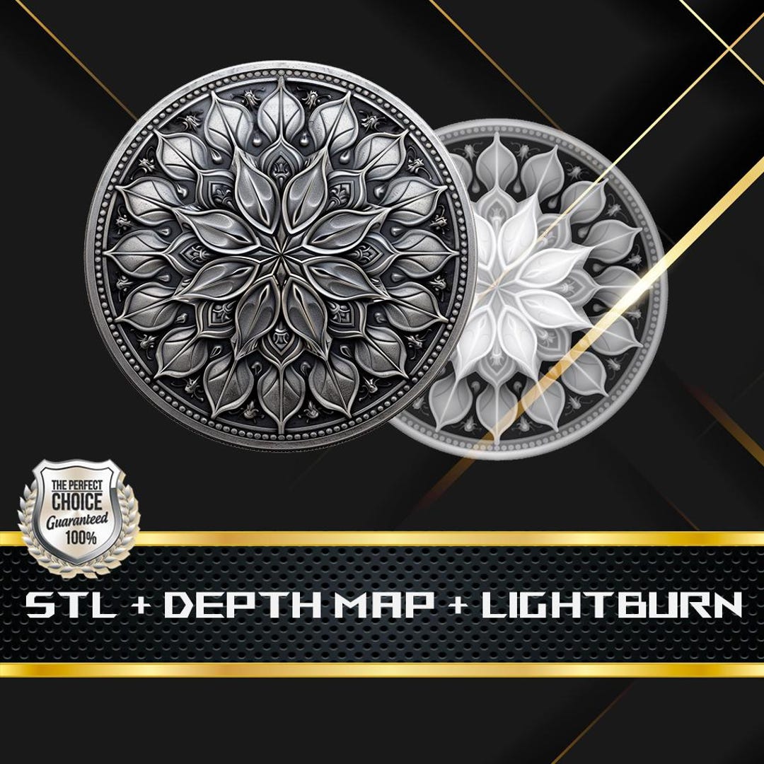 Coin Depth Map | Heigh Map | 3D Laser Engrave | Xtool | Stl File | PNG ...