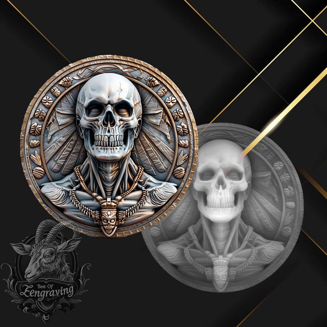 Coin Depth Map Heigh Map 3D Laser Engrave Xtool Glowforge Stl File PNG ...