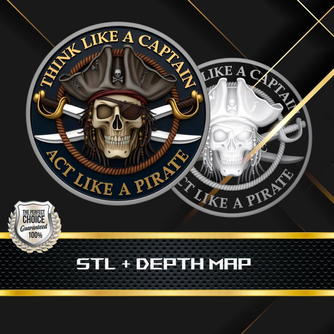 Pirate Coin Depth Map: 3D Embossing Laser Engrave STL and Heigth Map ...