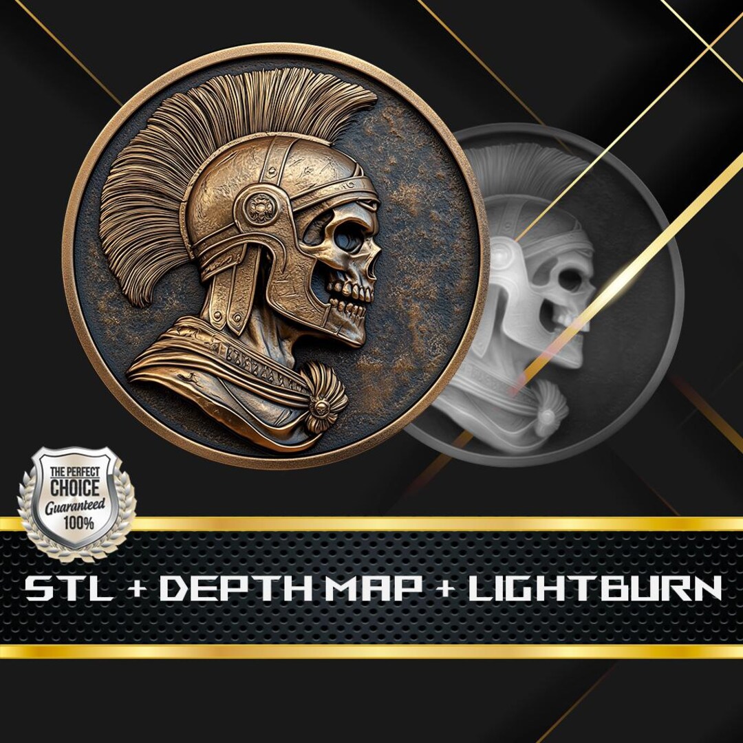 Gladiator Coin Depth Map: 3D Embossing Laser Engrave STL and Heigth Map ...