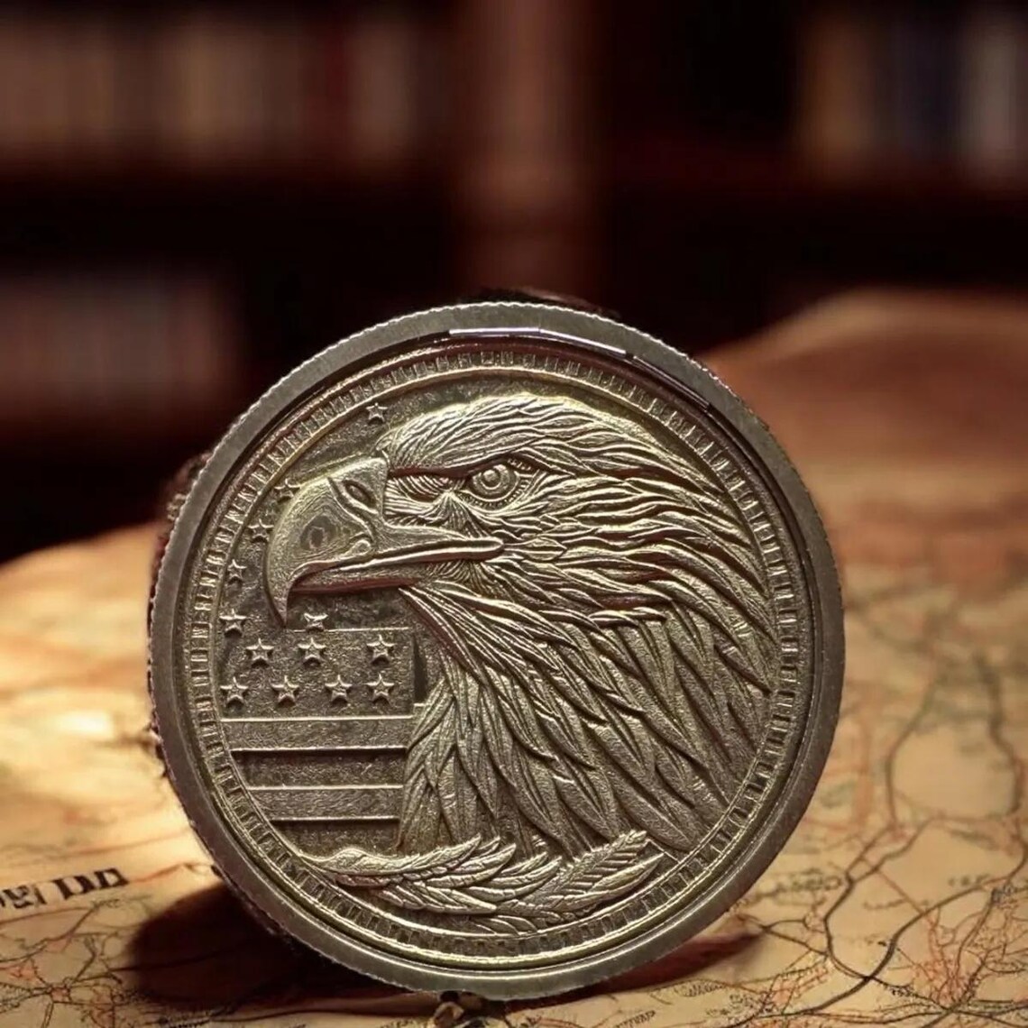 Eagle Coin Depth Map: 3D Embossing Laser Engrave STL and Heigth Map ...