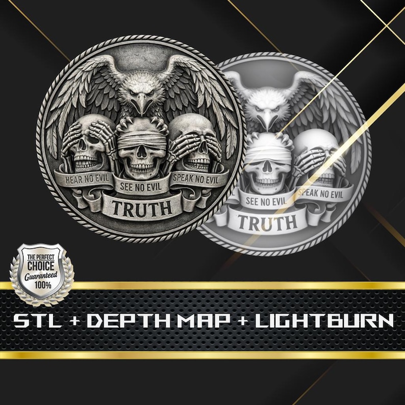 Coin Depth Map | Heigh Map | 3D Laser Engrave | Xtool | Stl File | PNG ...