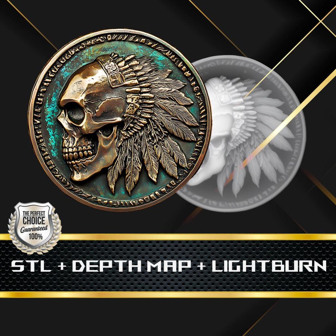 Coin Depth Map | Heigh Map | 3D Laser Engrave | Xtool | Stl File | PNG ...