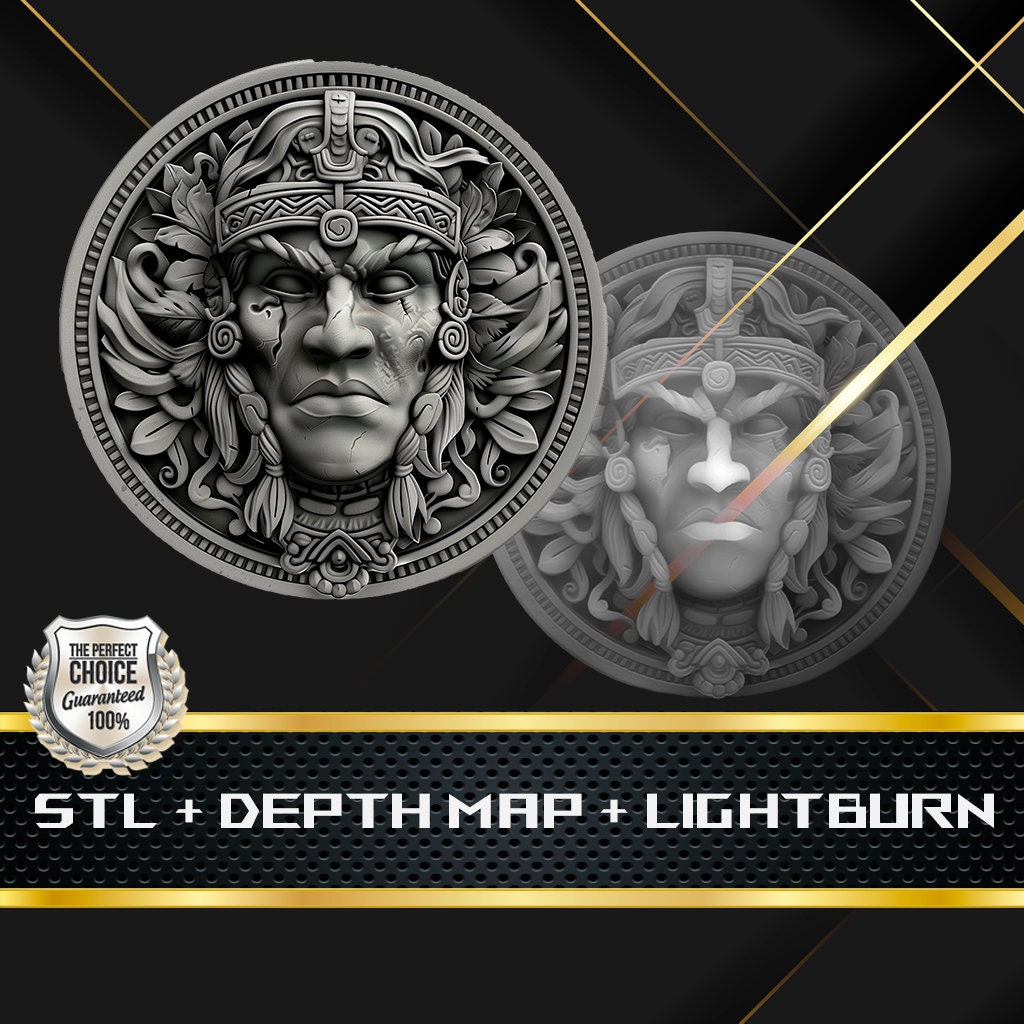 Coin Depth Map Heigh Map 3D Laser Engrave Xtool Glowforge Stl File PNG ...
