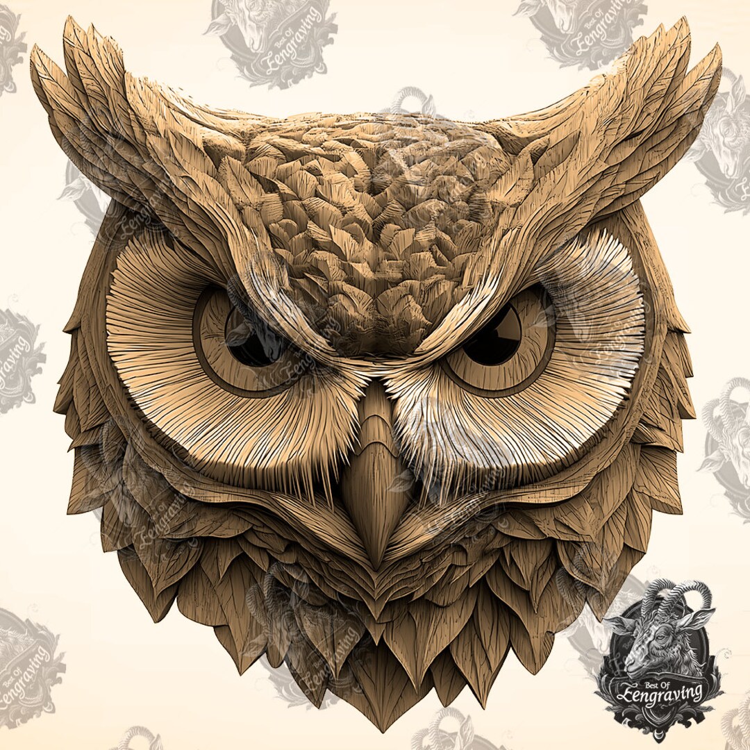 3D Owl Head Laser Engraving PNG: Xtool & Glowforge Ready (digital ...