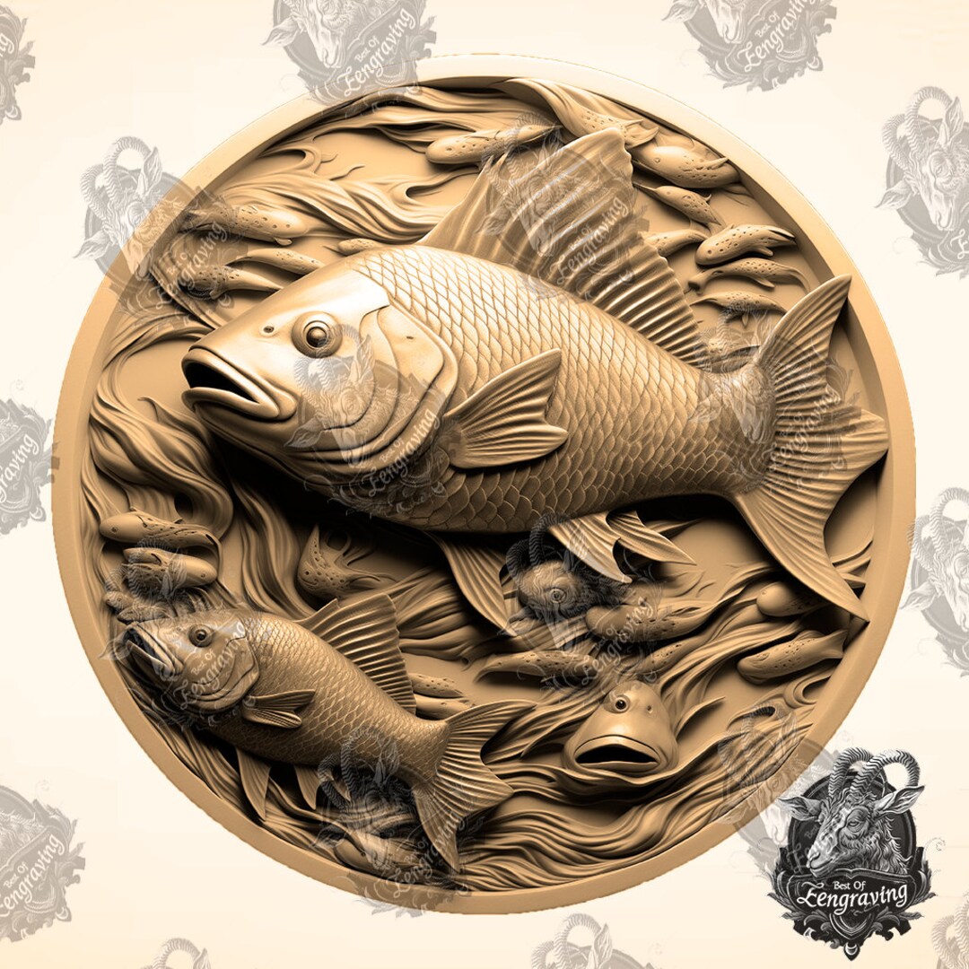 3D Fish Illusion: Laser Engraving PNG File (digital Download) Diode ...