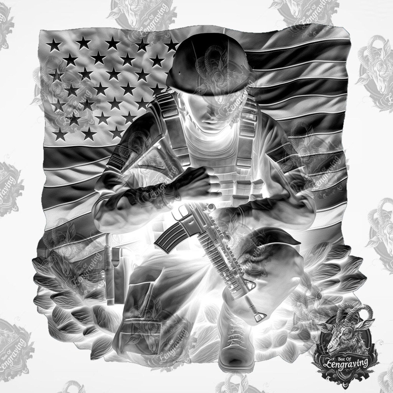 3D Soldier Illusion Laser File: USA Military Design (PNG Digital ...