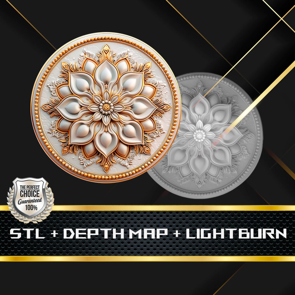Coin Depth Map Heigh Map 3D Laser Engrave Xtool Glowforge Stl File PNG ...