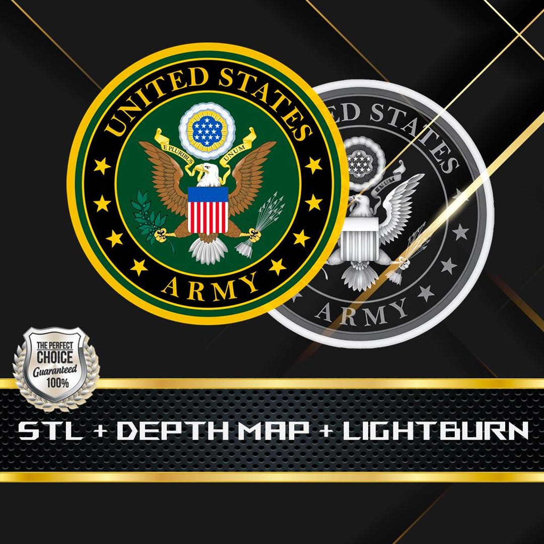 US Army Coin Depth Map: 3D Embossing Laser Engrave STL and Heigth Map ...