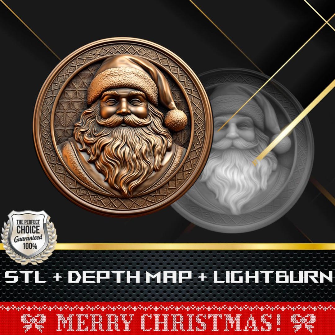 Santa Claus Coin Depth Map: Laser Engrave Files (STL, PNG, BMP) - Etsy
