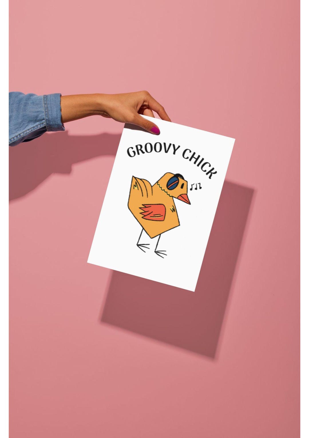 Groovy Chick Hand Drawn Chicken Wall Art Print - Etsy