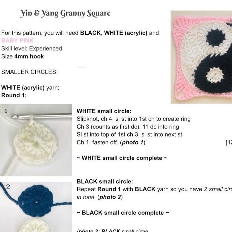 Yin Yang Granny Square Crochet Pattern: Boho Motif (digital PDF Only ...
