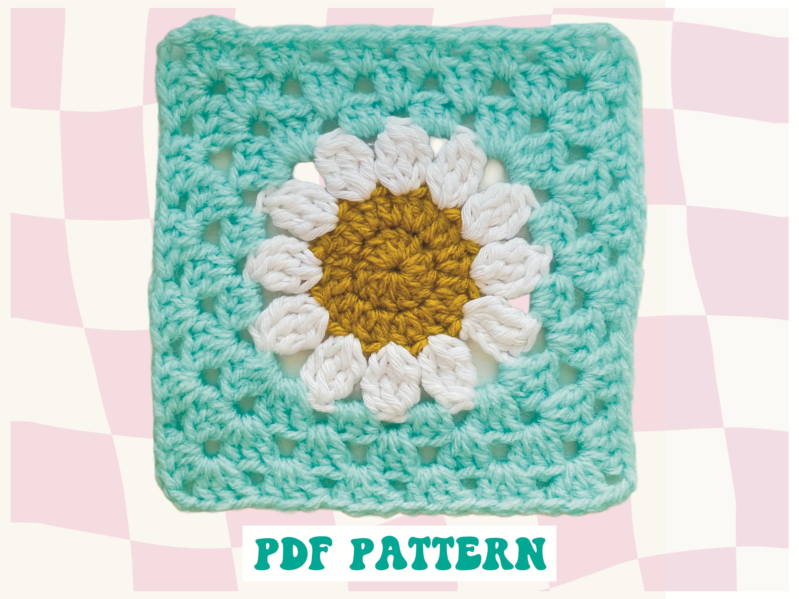 Daisy Flower Granny Square Crochet PATTERN digital PDF Only, Retro Boho ...