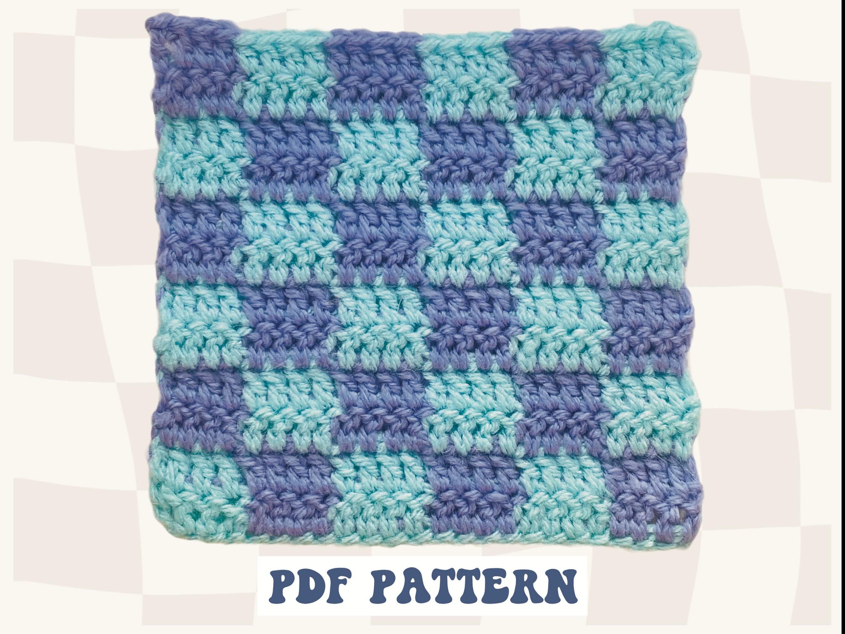 Checkered Granny Square Crochet PATTERN digital PDF Only, Retro ...