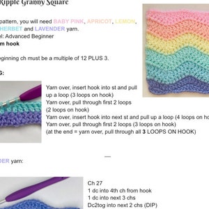 Ripple Granny Square Crochet Pattern: Retro Boho Motif (digital PDF) - Etsy