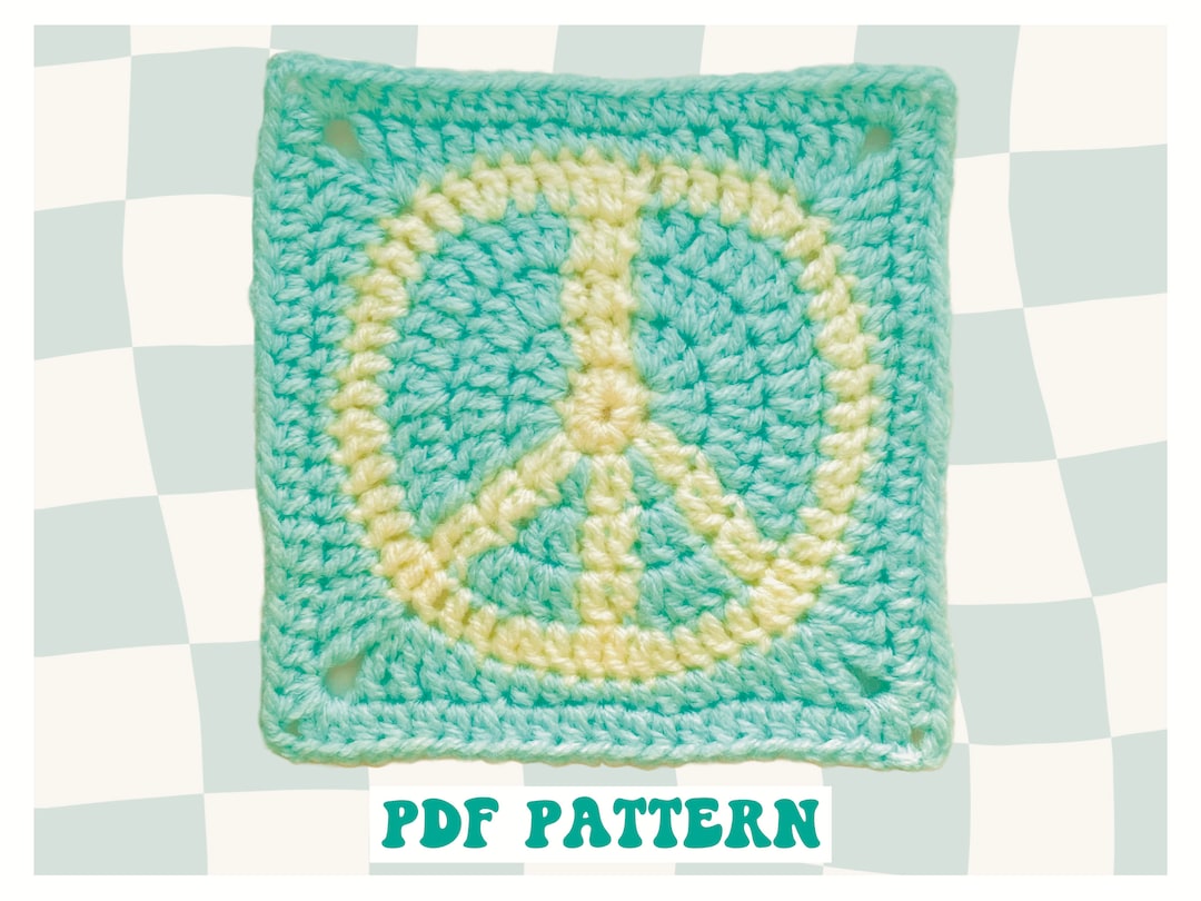 Peace Sign Granny Square Crochet Pattern: Retro Boho Motif (digital PDF ...