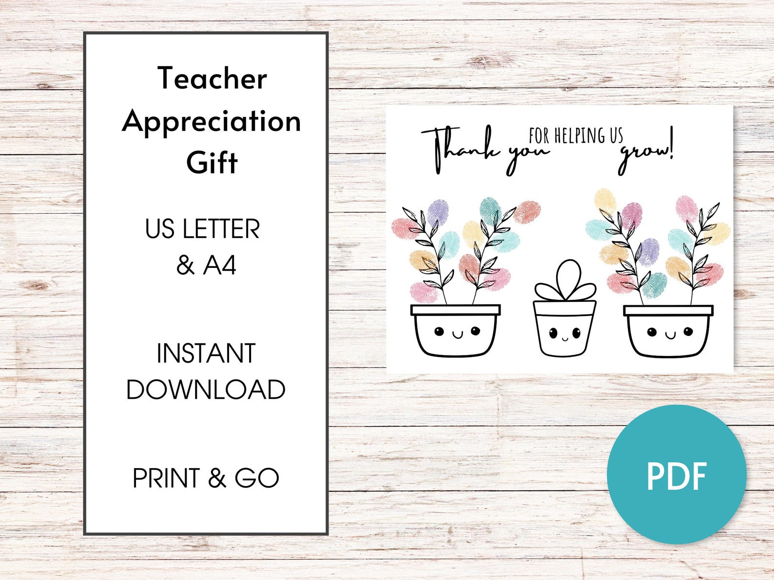 Teacher Appreciation Handprint - Thank You for Helping Us Grow, Gift ...