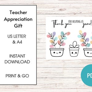 Teacher Appreciation Handprint - Thank You for Helping Us Grow, Gift ...