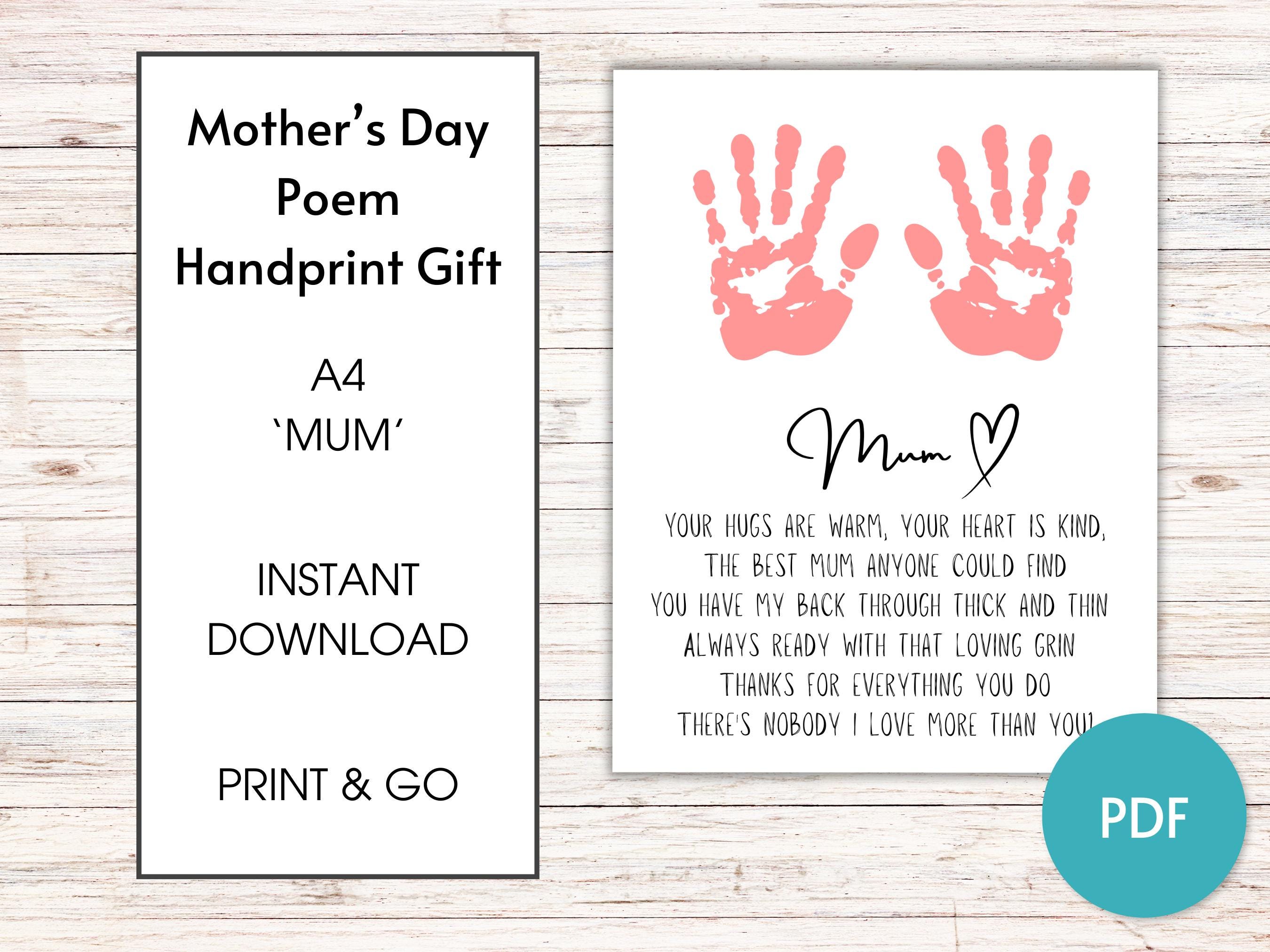 Mother's Day Handprint Poem, Mother's Day Poem, Handprint Art Gift ...