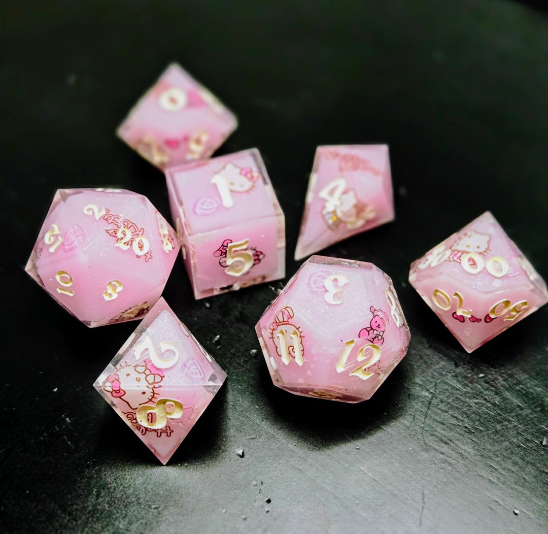 Hello Kitty Dice Set for D&D TTRPG Warhammer 40K Pathfinder - Etsy