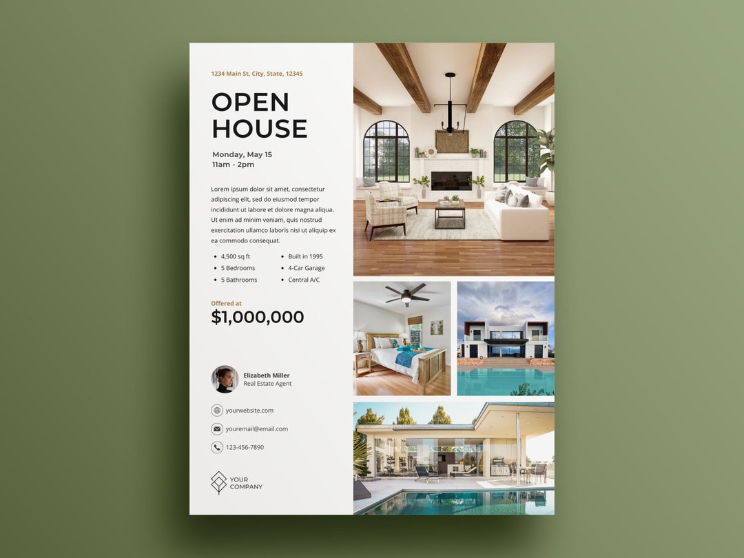 Open House Flyer, Real Estate Flyer, Real Estate Marketing, Open House ...