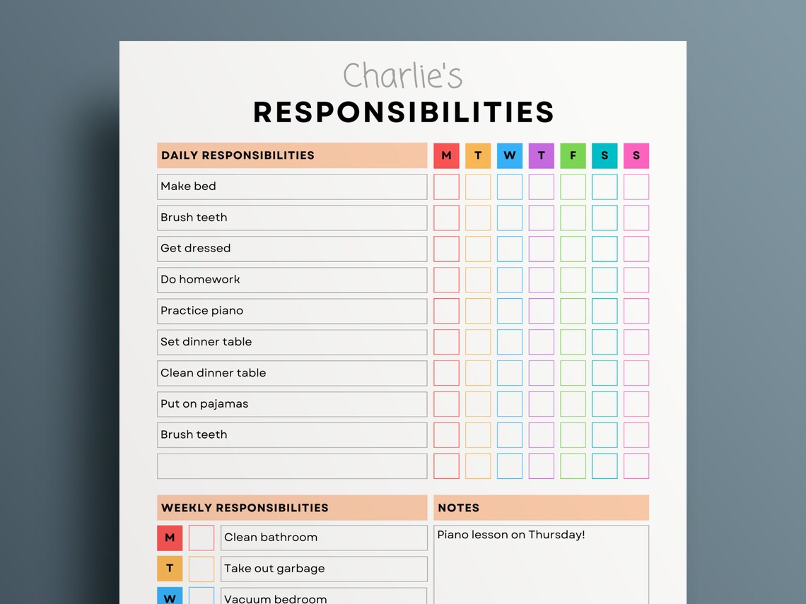 Chore Chart, Responsibility Chart, Homeschool Schedule, Reward Chart ...