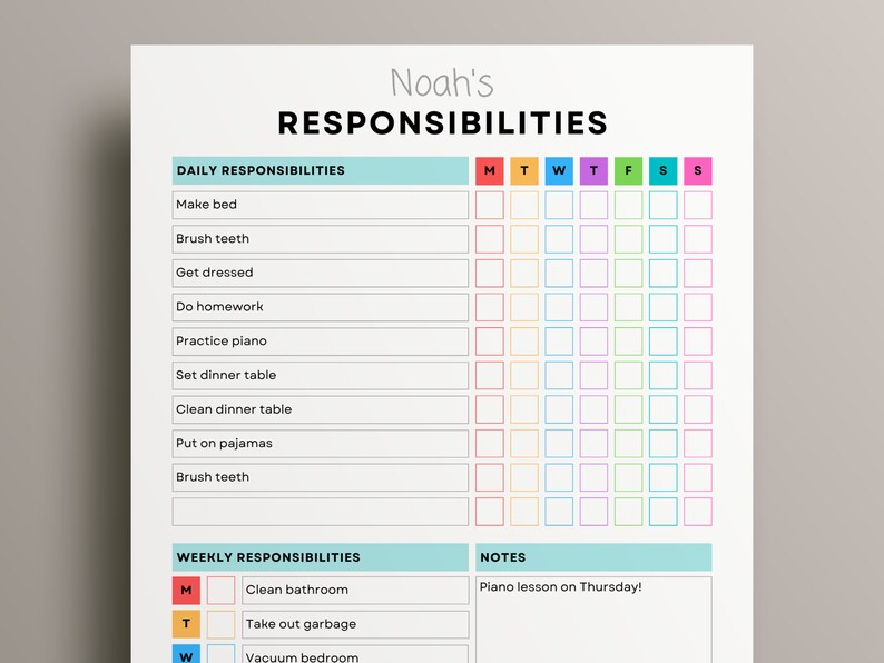 Chore Chart Responsibility Chart Family Chore Chart Reward - Etsy