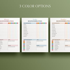 Chore Chart for Toddlers, Responsibility Chart, Kids Chore Chart, Chore ...