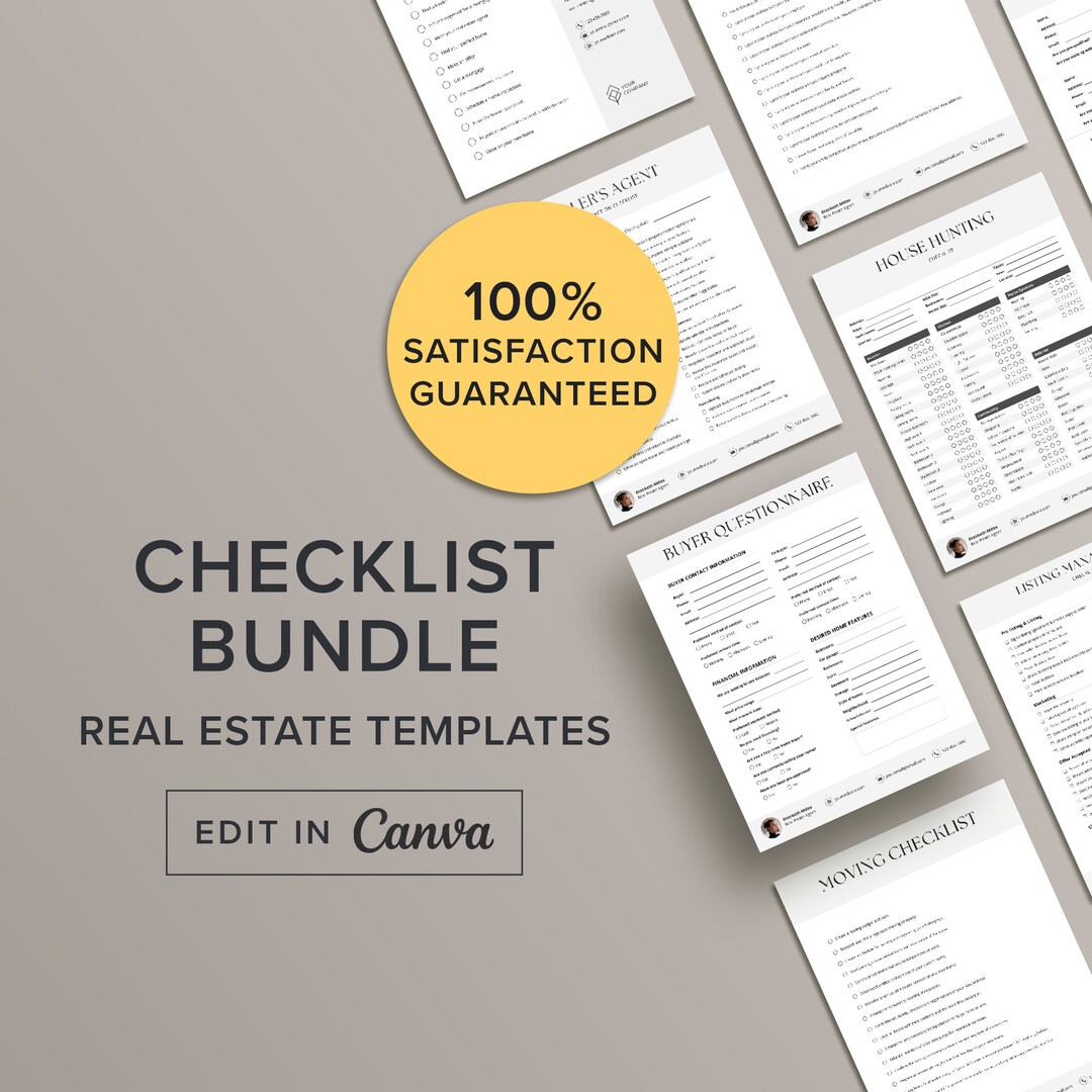 Real Estate Checklist Bundle Moving Checklist Listing Packet Home ...