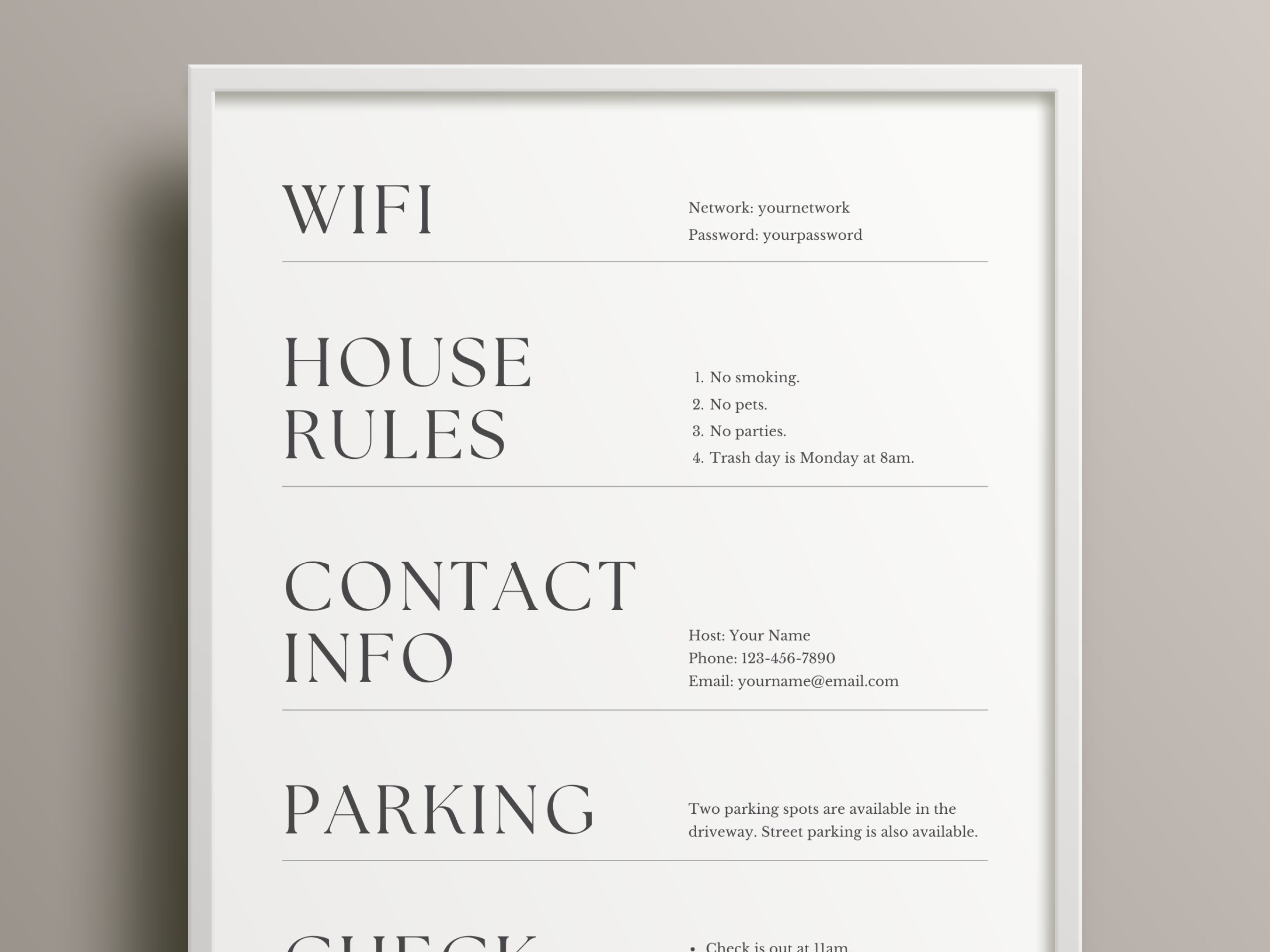Airbnb Sign, Airbnb Welcome Sign, Airbnb Template, Airbnb Host, Airbnb ...
