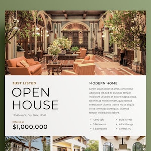 Open House Flyer, Open House Template, Just Listed Flyer, Open House ...