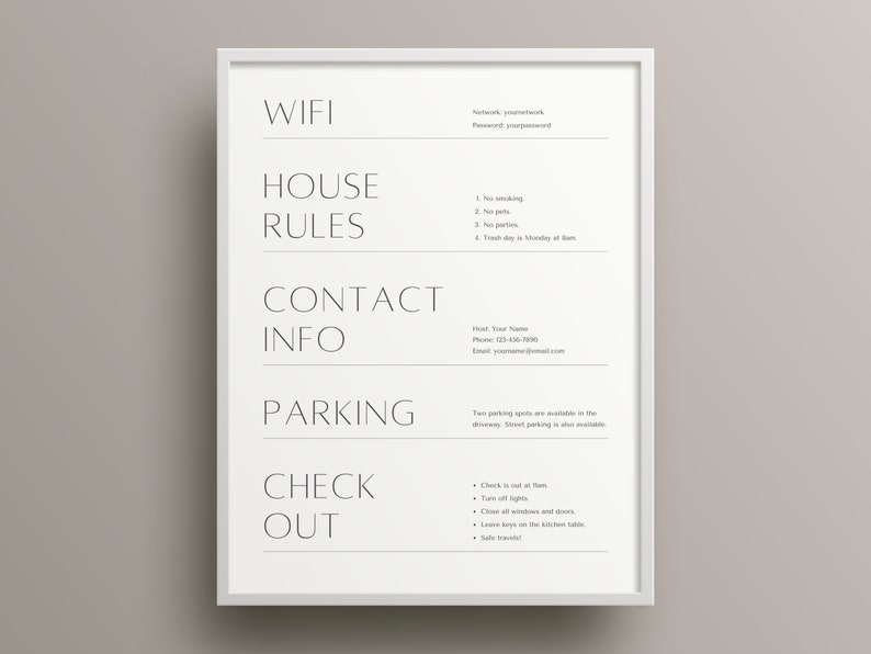 Airbnb Sign, Airbnb Checklist, Airbnb House Rules, House Rules Sign ...