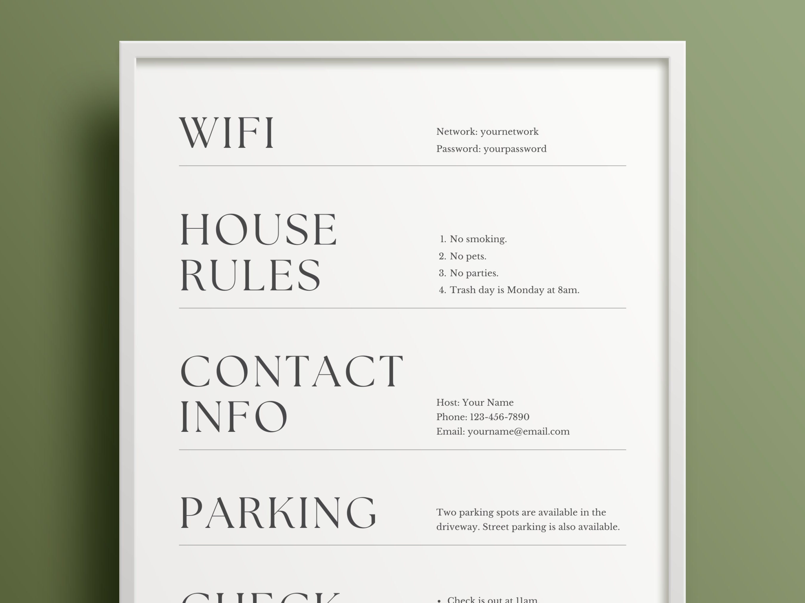 Airbnb Sign, Airbnb Checklist, Airbnb House Rules, House Rules Sign ...