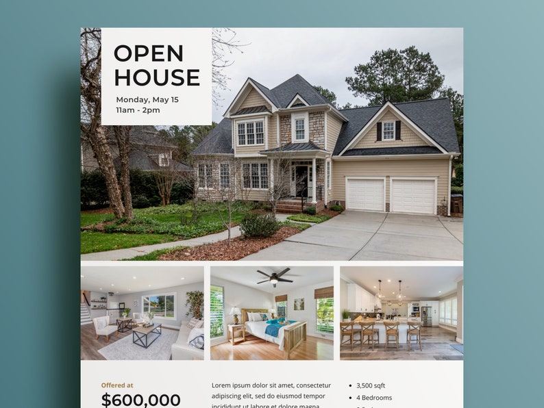 Open House Flyer, Real Estate Flyer, Open House Sign, Realtor Flyer ...