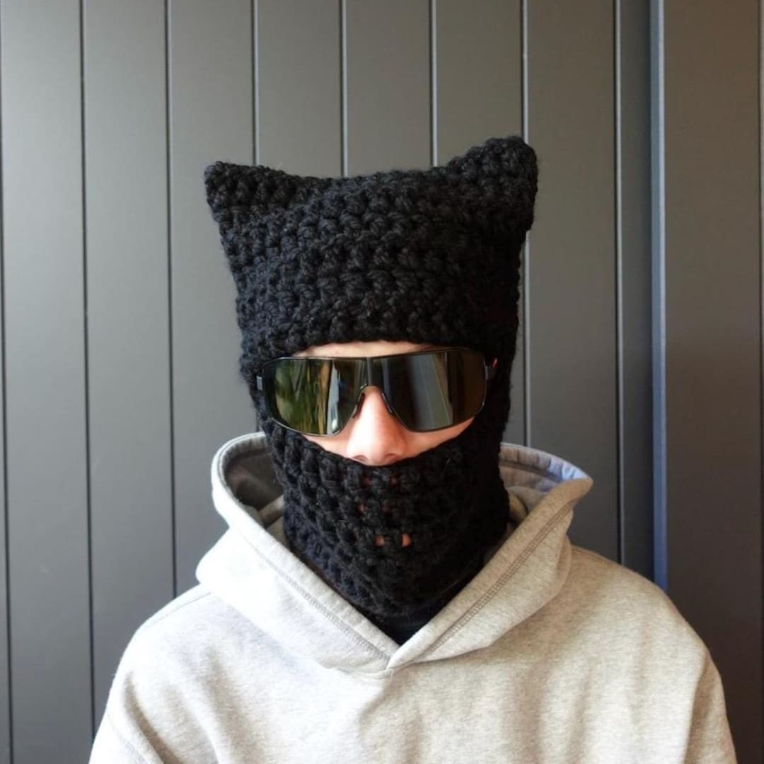 Handmade Crochet Cat Ear Balaclava | Crochet Balacalava - Etsy