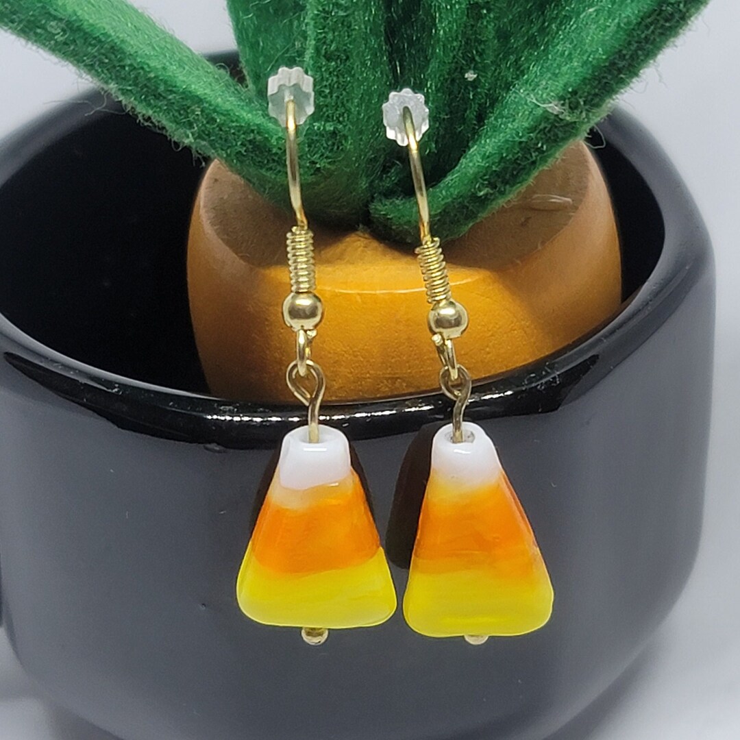 Sweet & Small Halloween Candy Corn Ceramic Earrings - Etsy
