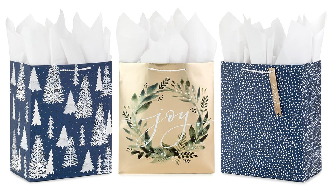 13 Large Holiday Gift Bags With Tissue Paper random 1 - Etsy